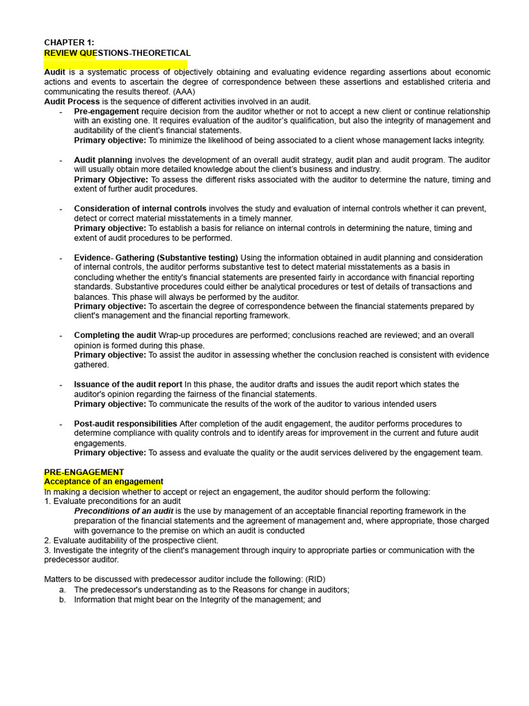 Audit Process Overview and Review Questions | PDF | Audit | Financial Audit