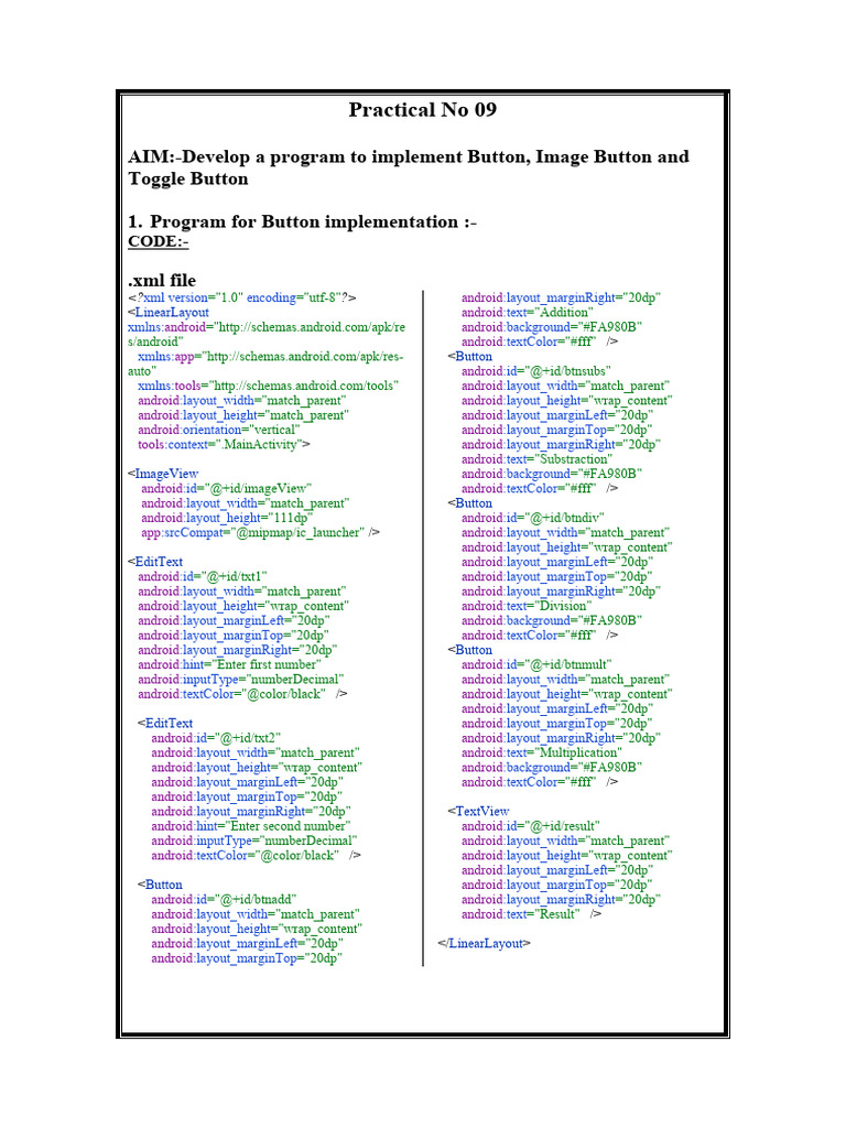 Practical No 09 | PDF | Android (Operating System) | Java (Programming Language)