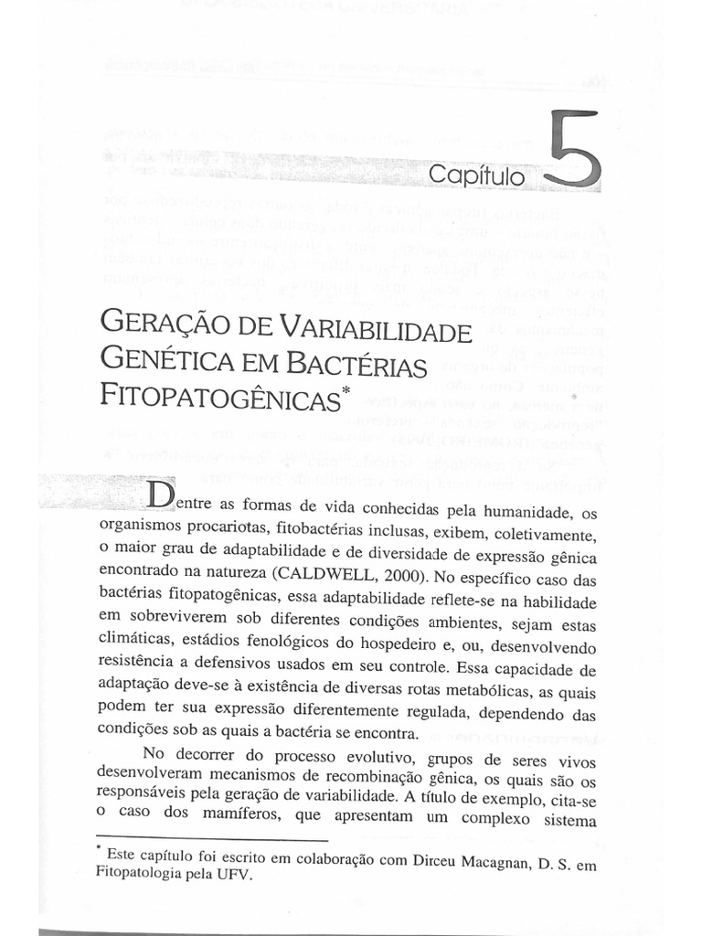 Cap 5 Geração De Variabilidade Genética Em Bactérias Fitopatogênicas