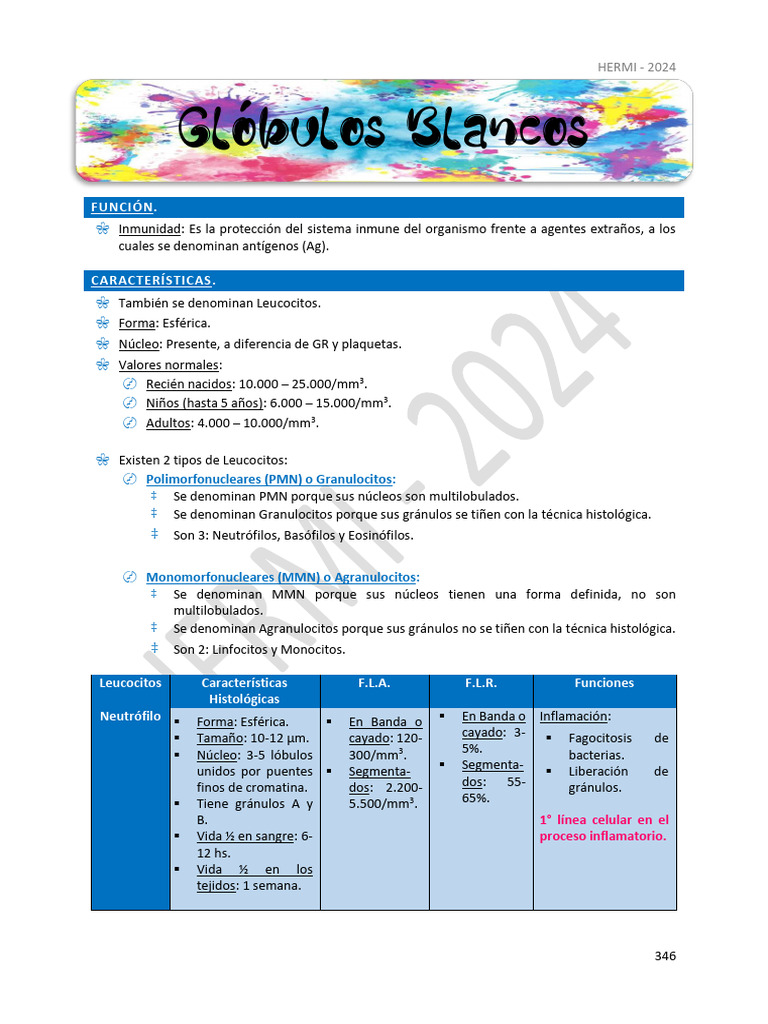16) Glóbulos Blancos, Inmunidad | PDF | Sistema complementario | Inflamación