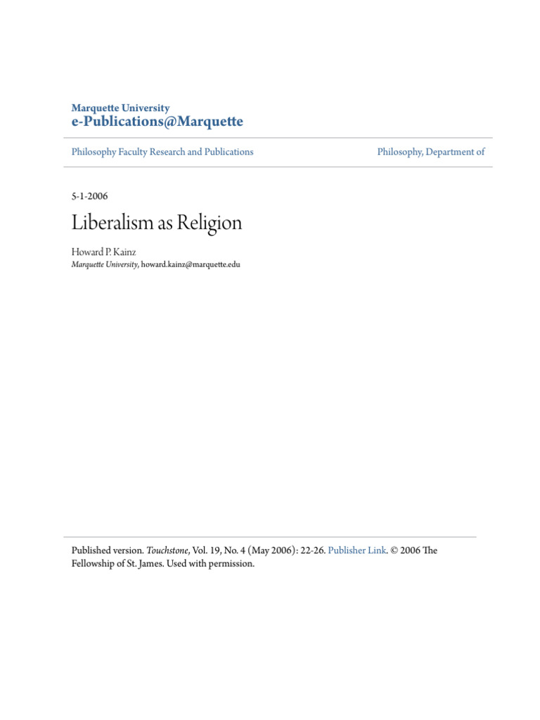 Liberalism As Religion | PDF | Marxism | Communism