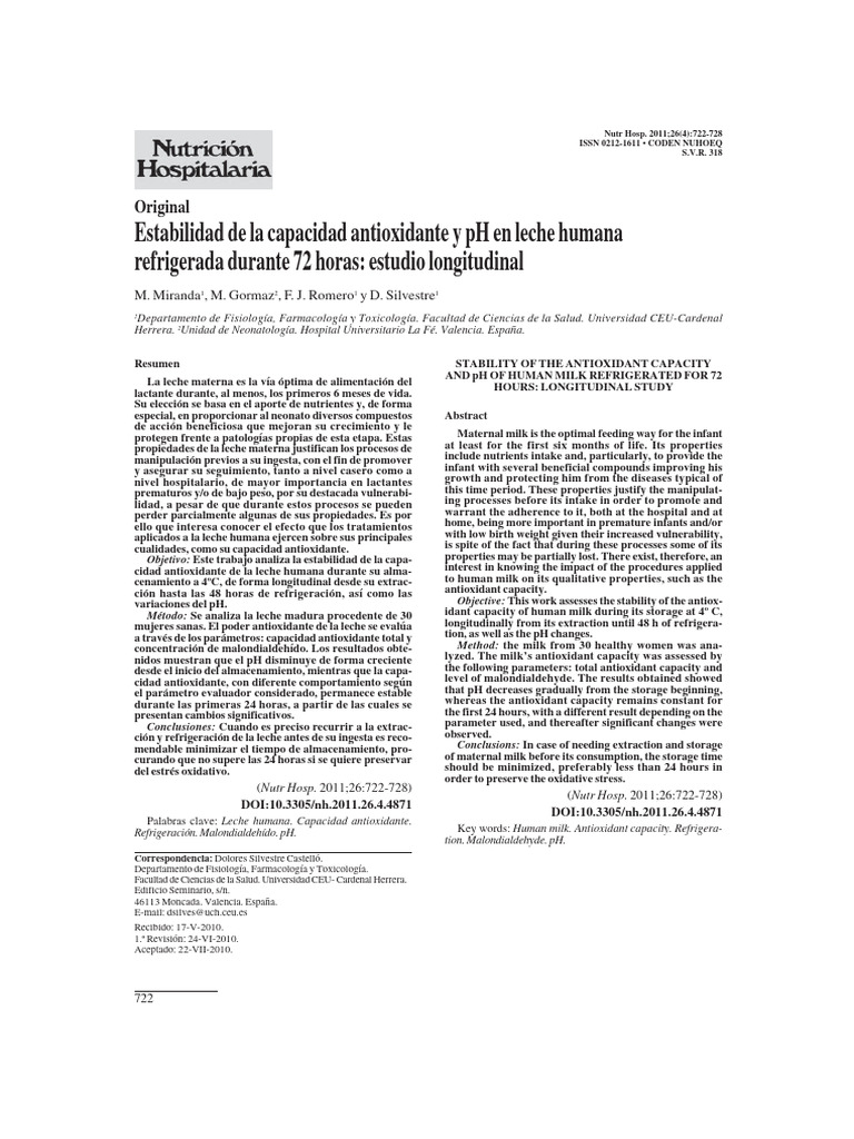 PH y Leche Materna | Descargar gratis PDF | Análisis de variación | Leche