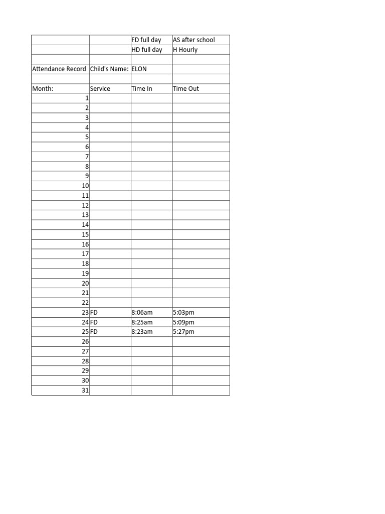 Individual Attendance Record | PDF