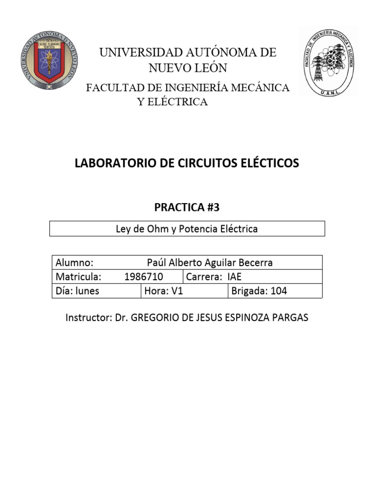 Prac 3 | Descargar gratis PDF | Resistencia Eléctrica y Conductancia ...
