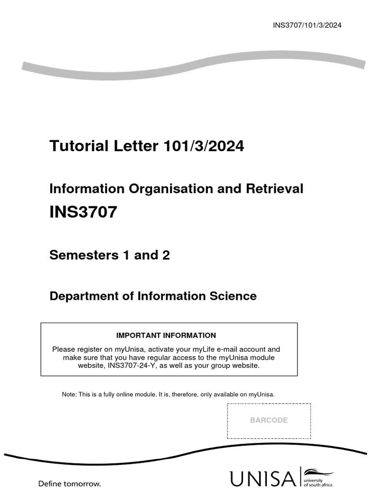 Tutorial Letter 101/3/2024: Information Organisation and Retrieval ...