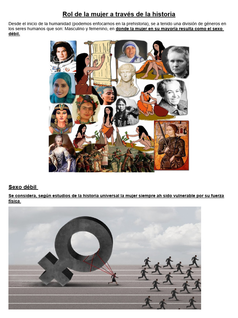 Rol de La Mujer A Través de La Historia | PDF | Mujer | Hombre