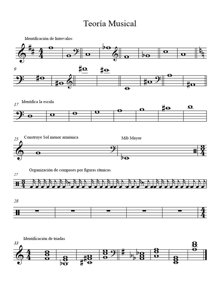 Teoría Musical Examen Tipo | PDF