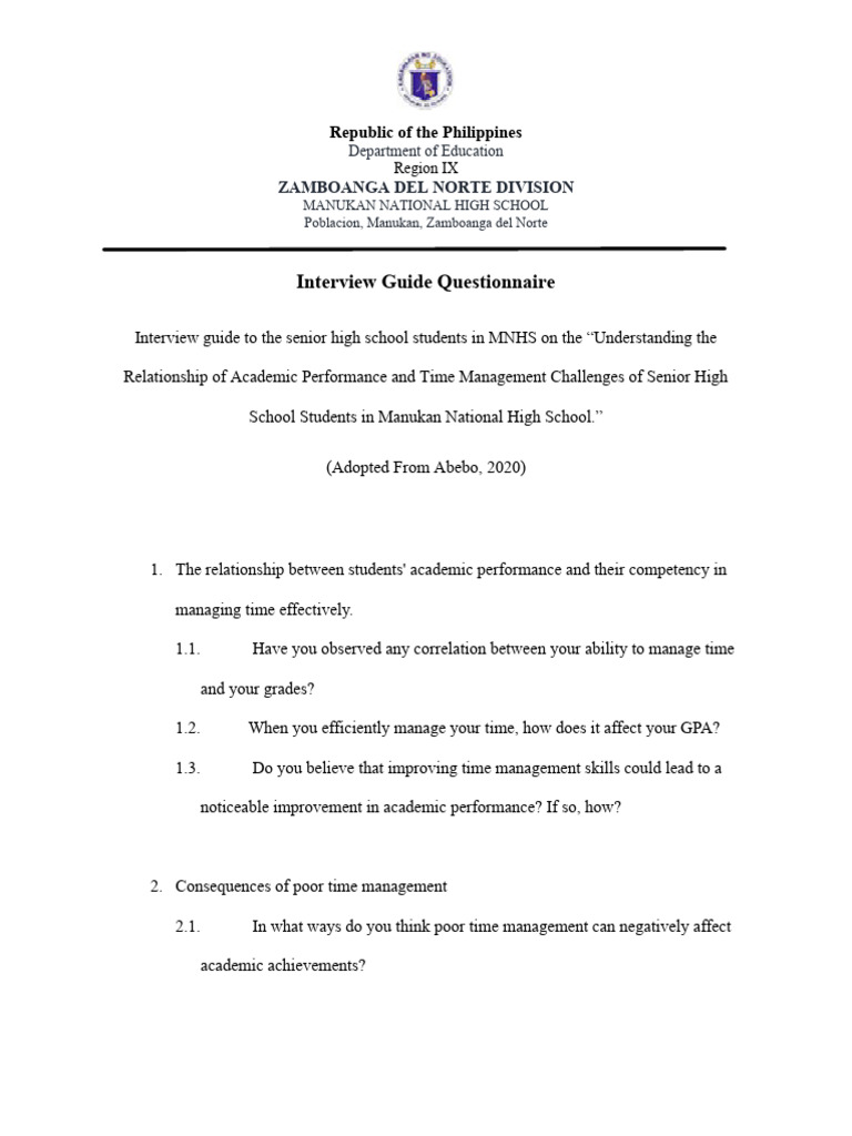 Interview Guide Questionnaire | PDF