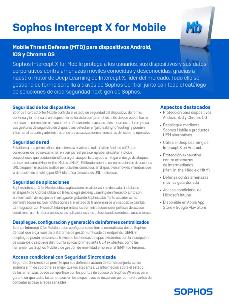 Sophos Intercept X For Mobile Ds | PDF | Google Play | Aplicación movil