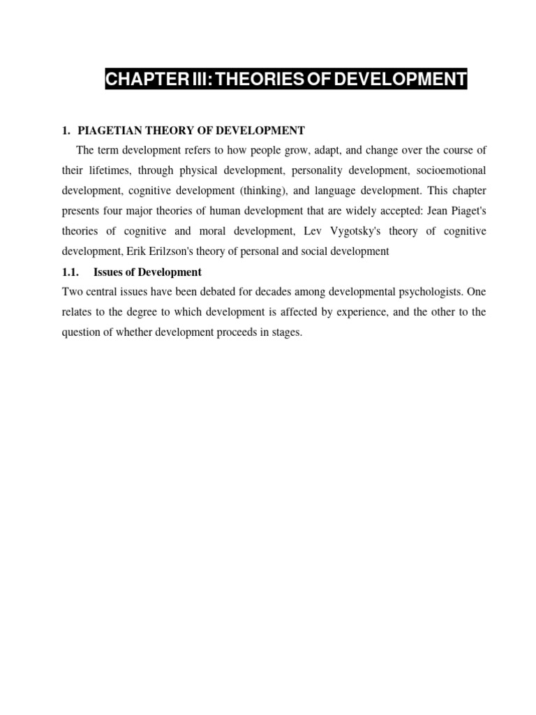 Chapter Iii Theories of Development | PDF | Cognitive Development ...