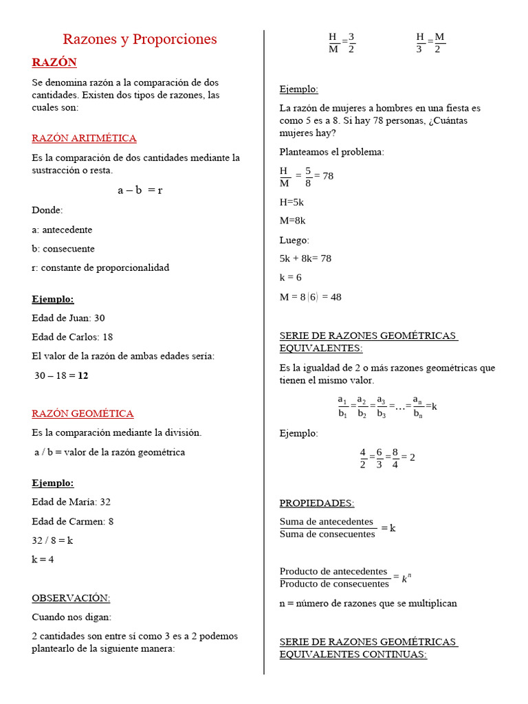 Razones y Proporciones | PDF | Proporción | Matemática Elemental