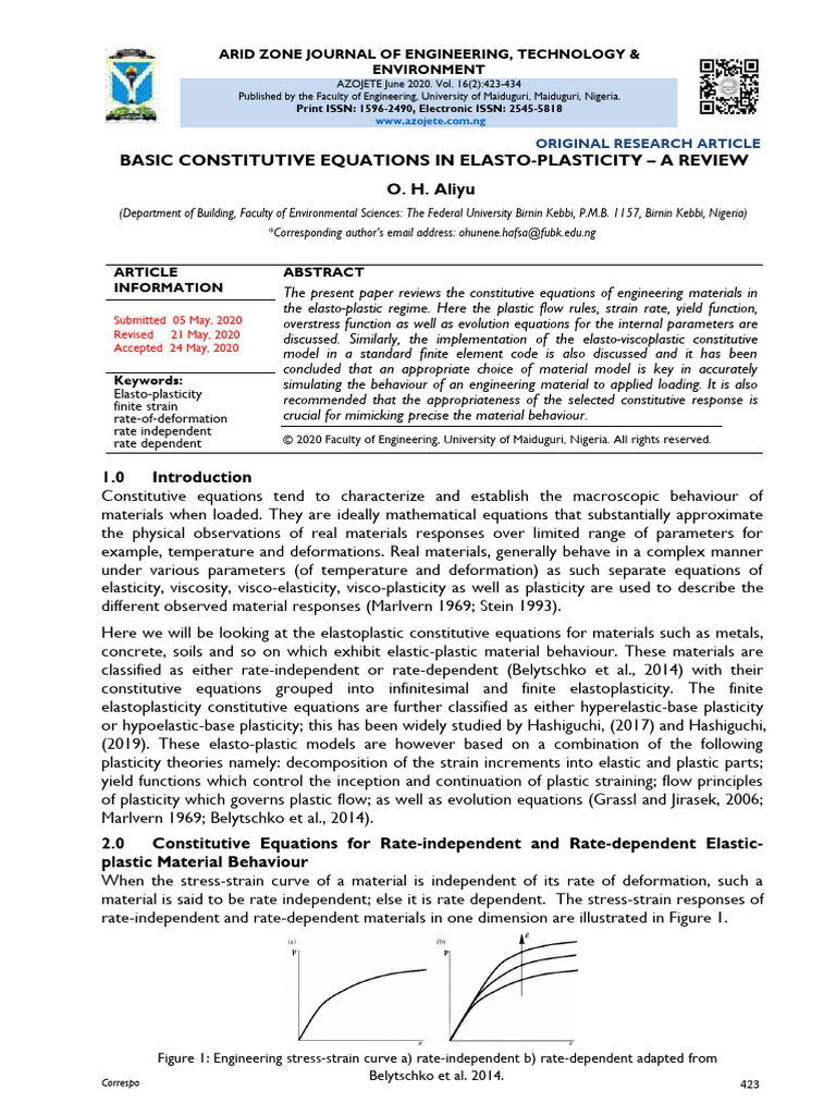 Basic Constitutive Equations in Elasto P | PDF | Deformation (Engineering) | Plasticity (Physics)
