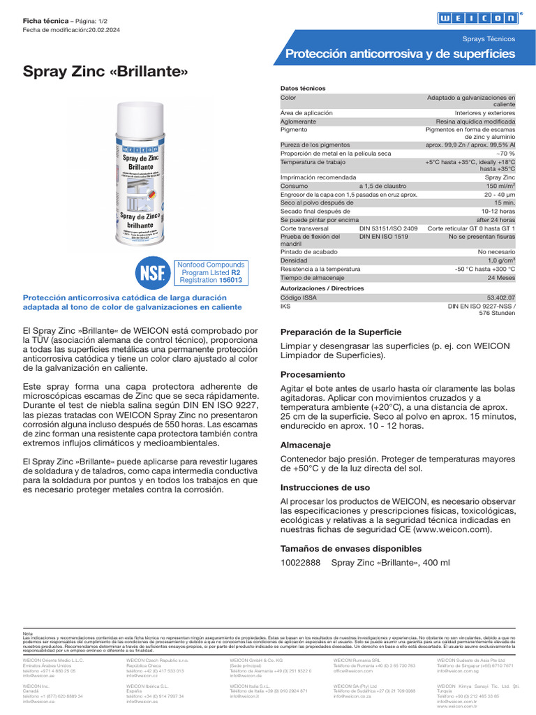 Spray Zinc Brillante: Protección Anticorrosiva | PDF | Zinc | Soldadura