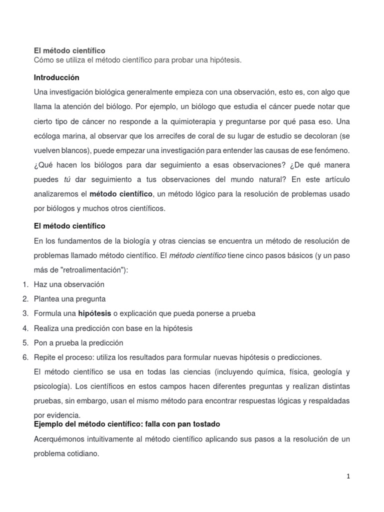 Lectura - El Método Científico | PDF | Hipótesis | Método científico