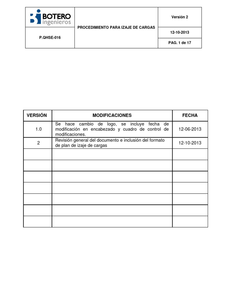 Y.0823 Procedimiento de Izaje de Cargas | PDF | Grúa (máquina)