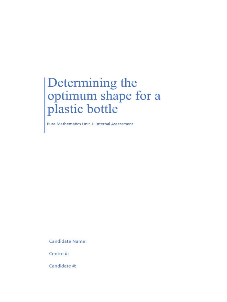 Optimal Shape For A Plastic Bottle | PDF | Plastic | Area