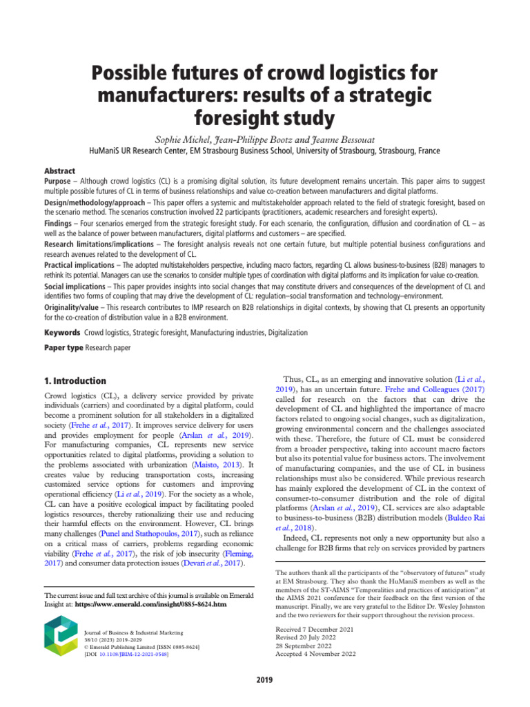 Future of Crowd Logistics in B2B | PDF | Logistics | Internet Of Things