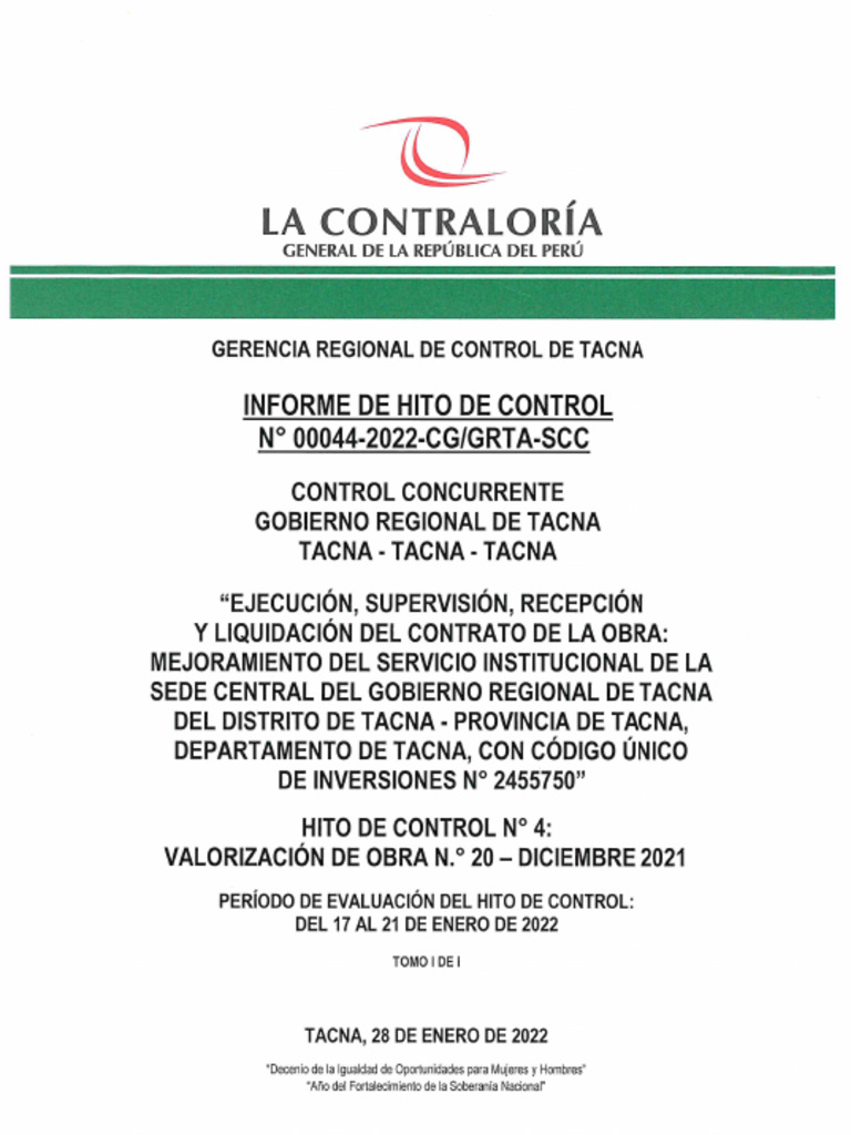 Informe de Hito de Control 044 2022 | PDF