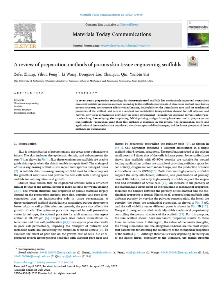 Methods for 3D Porous Skin Scaffolds | PDF | Tissue Engineering | Wound ...