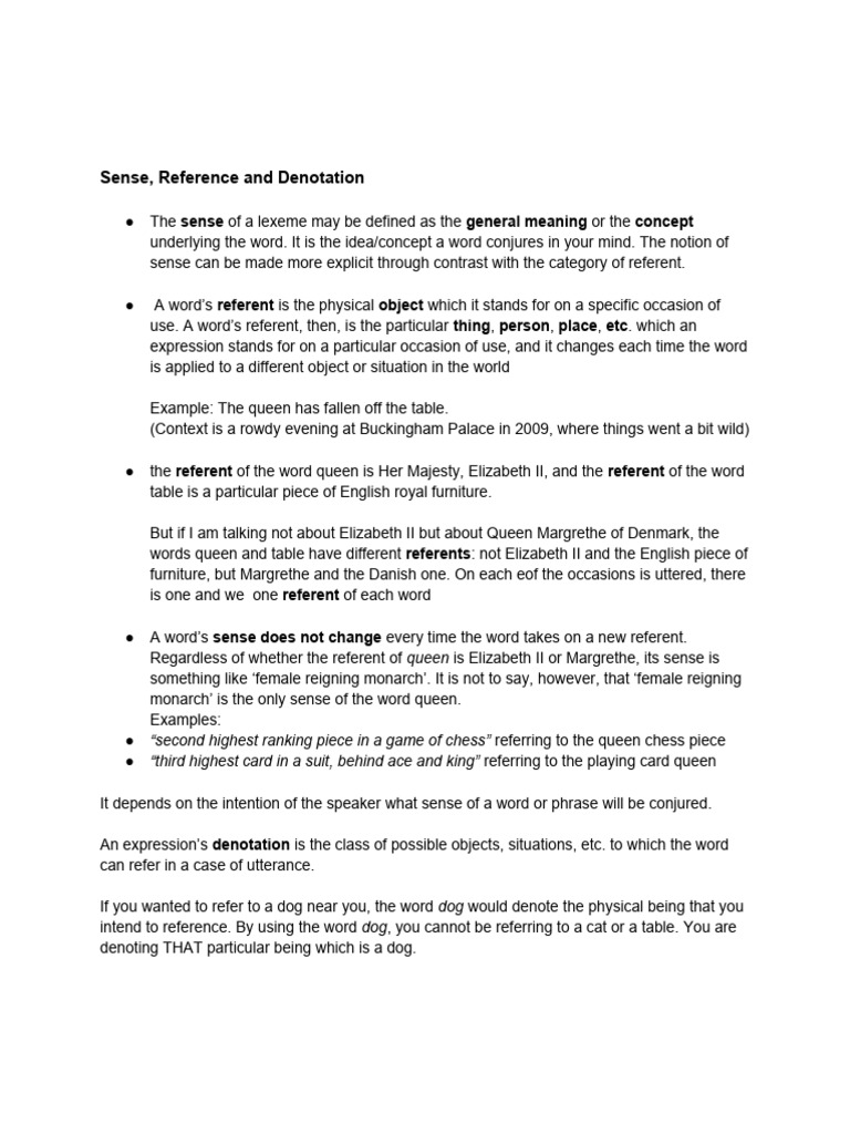 Sense, Reference and Denotation | PDF | Reference | Semantics