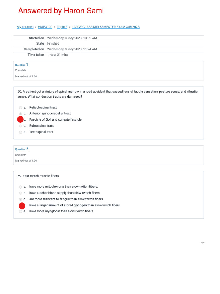Physiology Midsem 2 LI Answered | PDF | Muscle Contraction | Acetylcholine