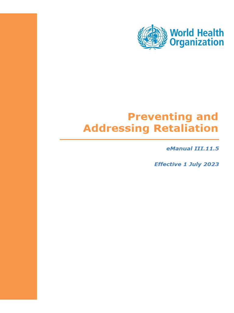 Policy On Preventing and Addressing Retaliation | PDF | World Health ...