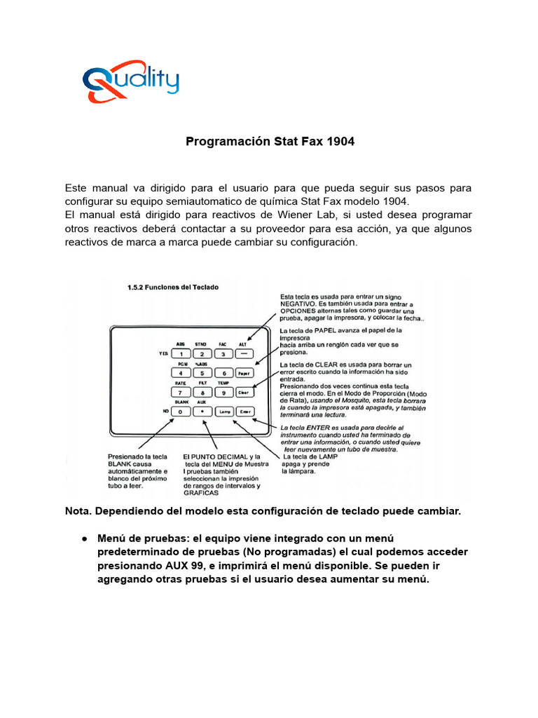 Programación Stat Fax 1904 | PDF