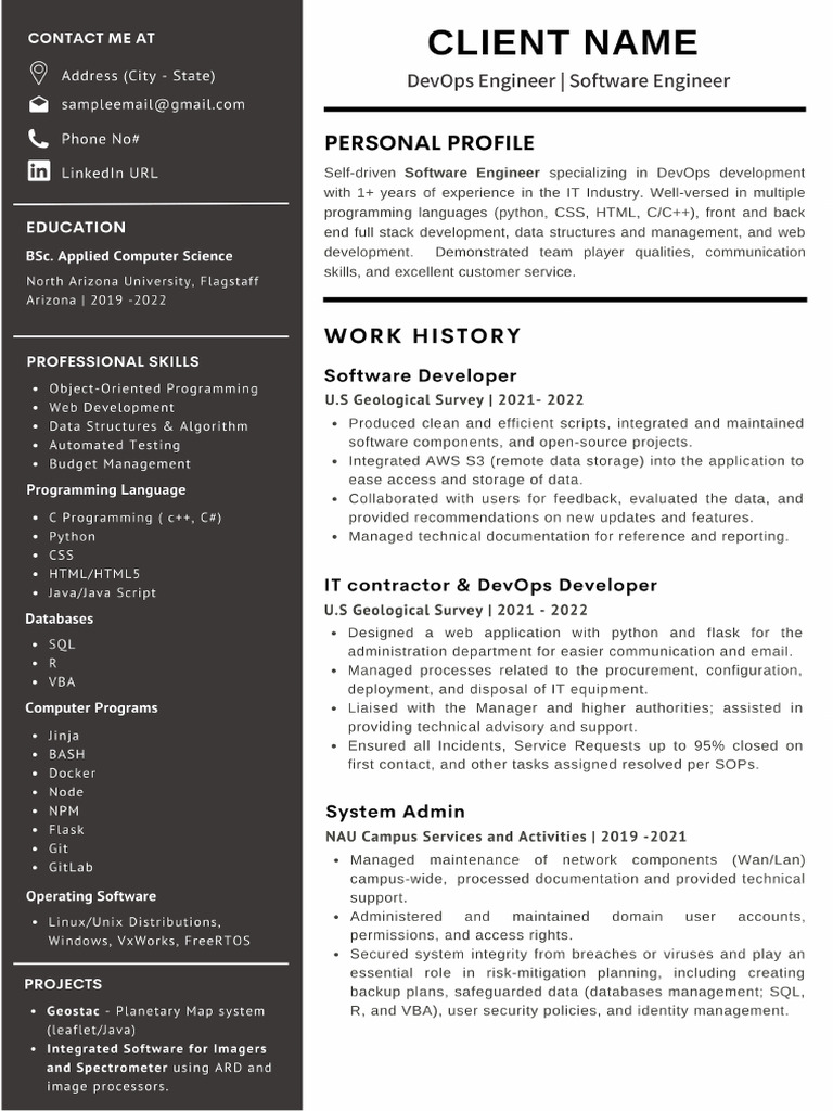 DevOps Engineer Portfolio | PDF