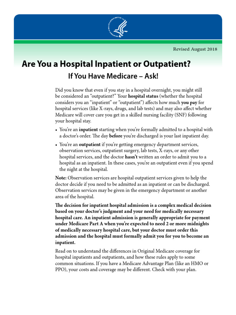 Are You An Inpatient or Outpatient | PDF | Patient | Hospital
