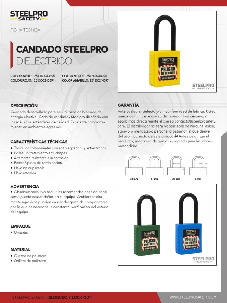 FT Candado Steelpro Dielectrico | PDF