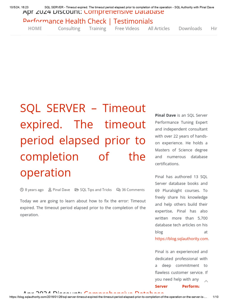 SQL SERVER - Timeoutor To Completion B - 1 | PDF | Microsoft Sql Server ...