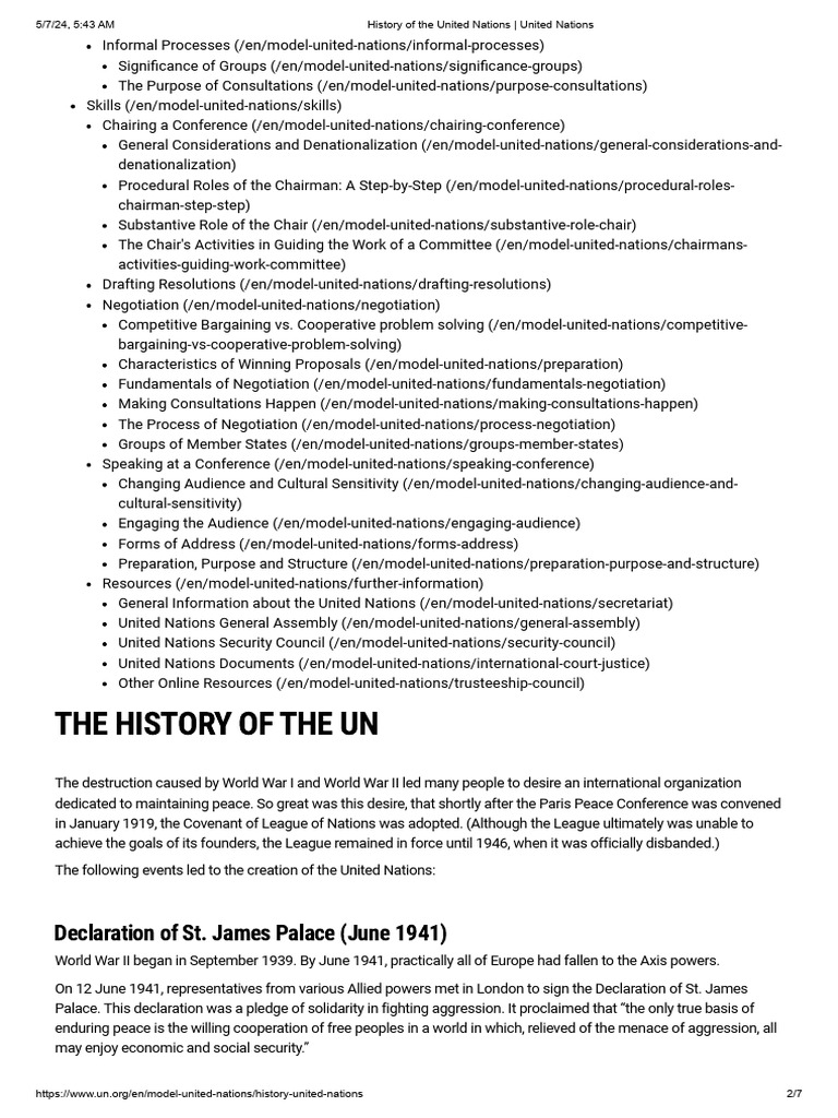 History of The United Nations - United Nations | PDF | United Nations ...