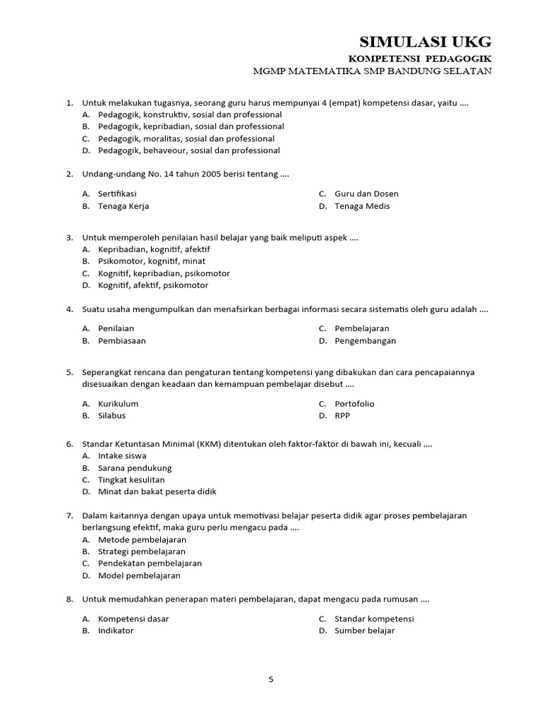 Latihan Soal UKG | PDF | Seni