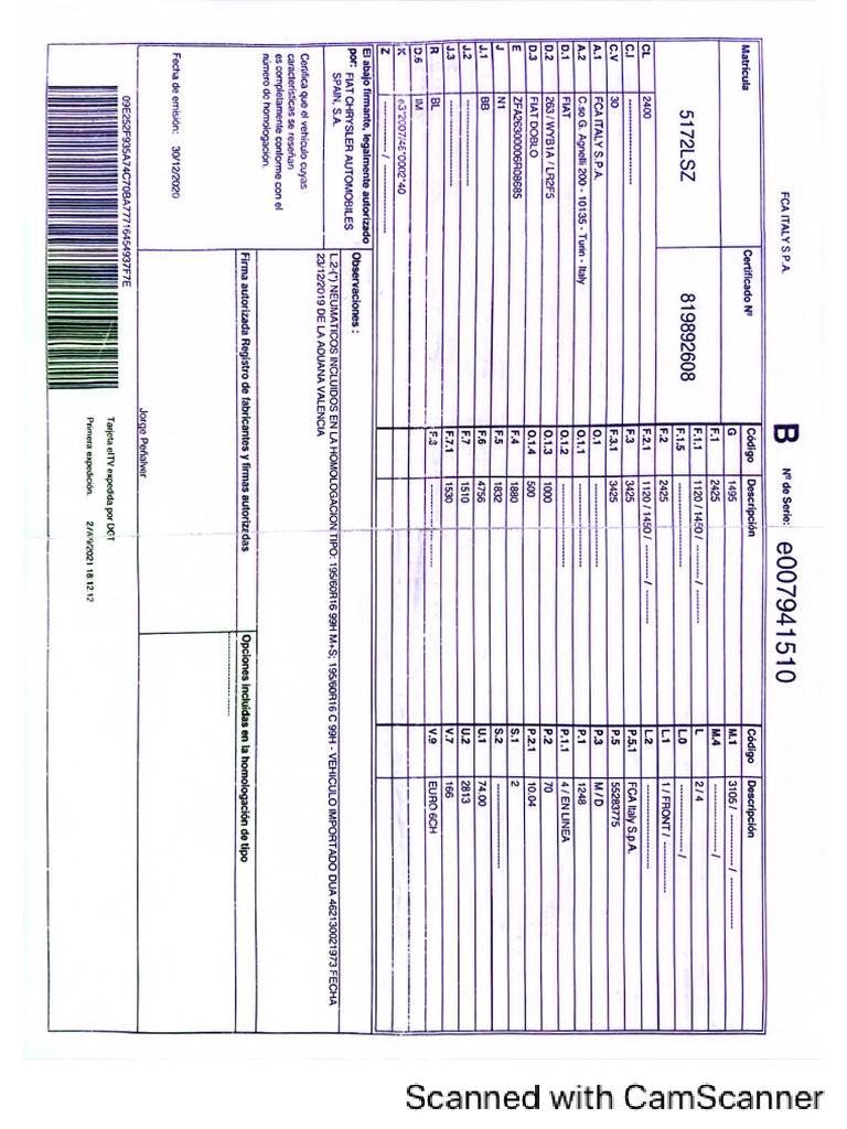 Ficha Técnica Fiat | PDF