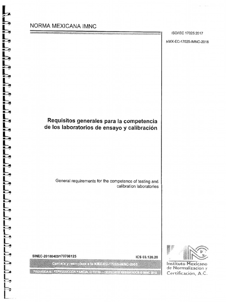 NMX Ec 17025 Imnc 2018 | PDF | Laboratorios | Metrología