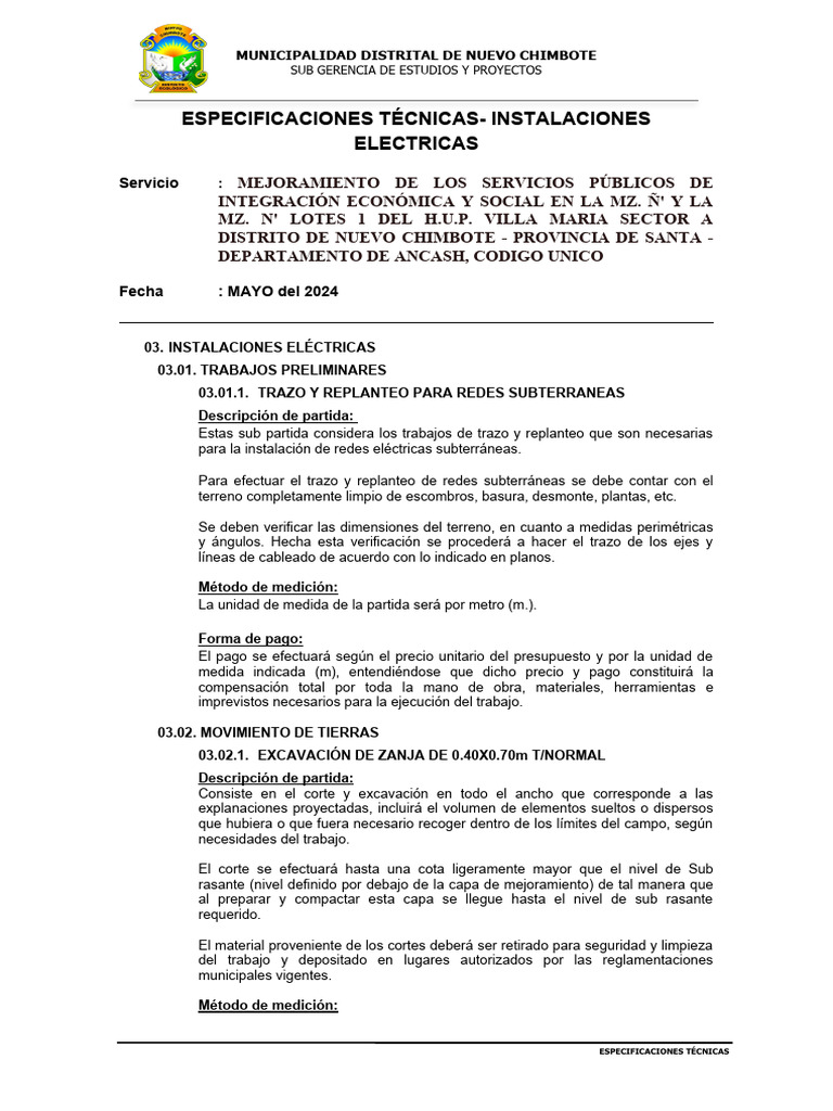 Especificaciones Técnicas - I.E. | PDF | Cobre | Conductor electrico