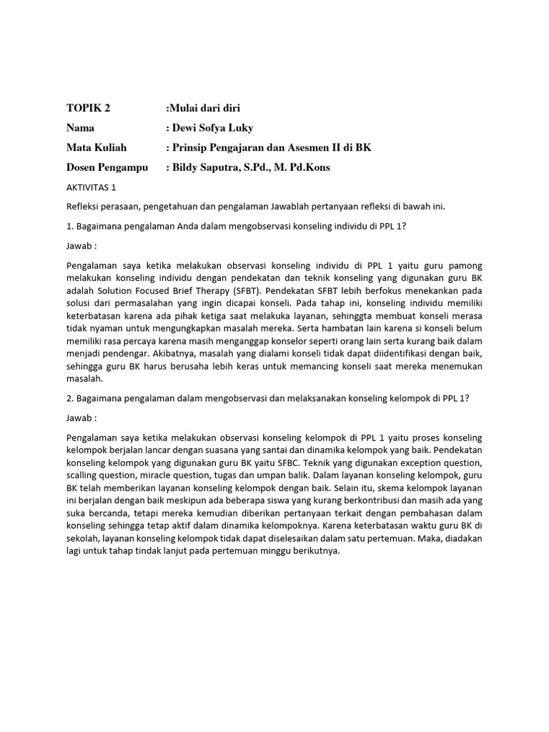 TOPIK 2-Mulai Dari Diri - Dewi Sofya | PDF