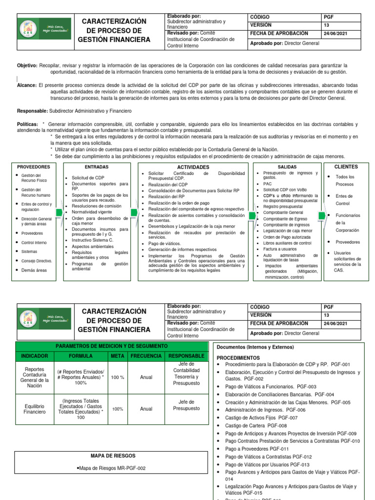 Caracterizacion Proceso Gestion Financiera | PDF | Contabilidad | Presupuesto