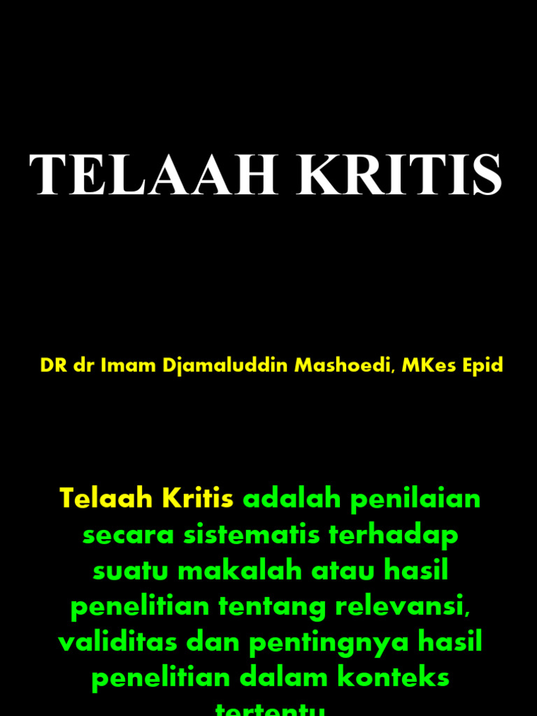Telaah Kritis Jurnal Kedokteran | PDF