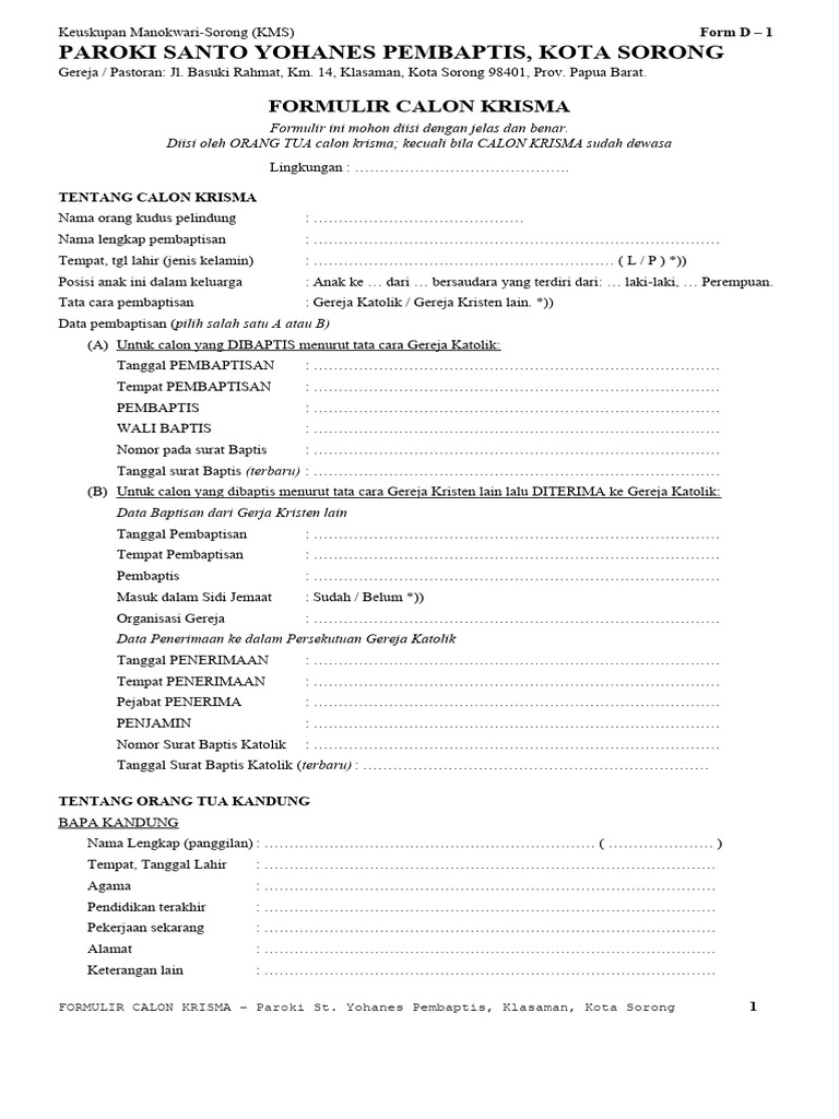 Formulir Krisma | PDF