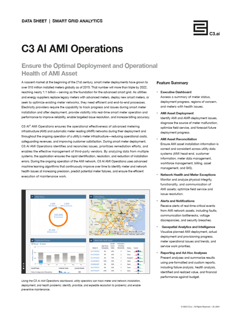 C3 AI AMI Operations Data Sheet | PDF | Smart Grid | Computing