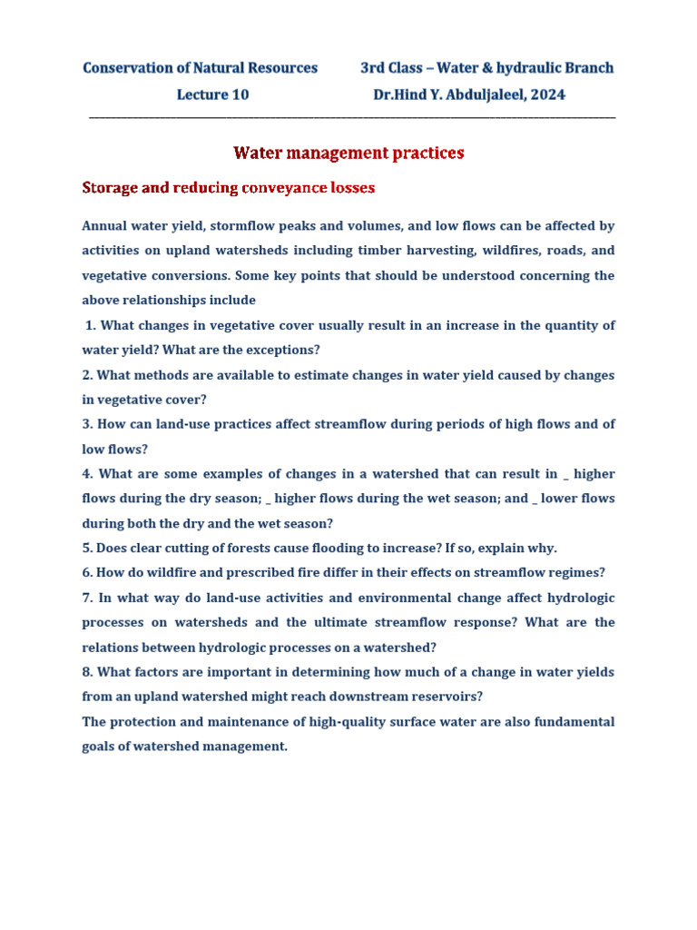 Water Management & Conservation | PDF | Wetland | Flood