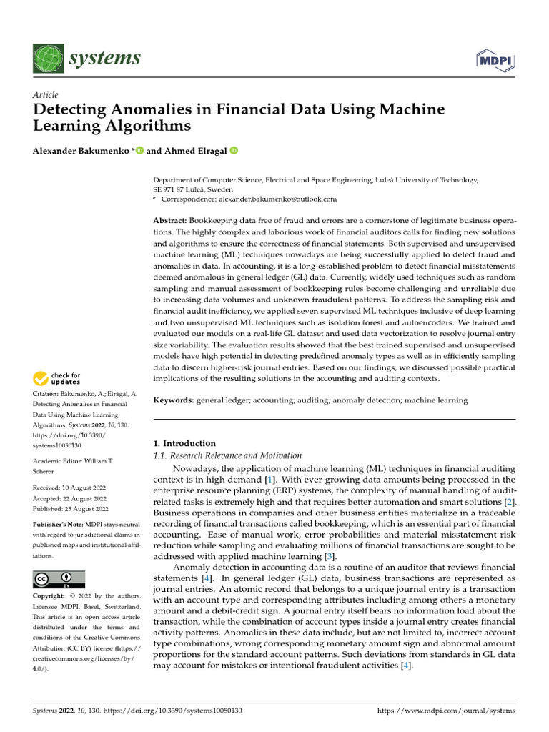 Detecting Anomalies In Financial Data Using Machin Pdf Machine