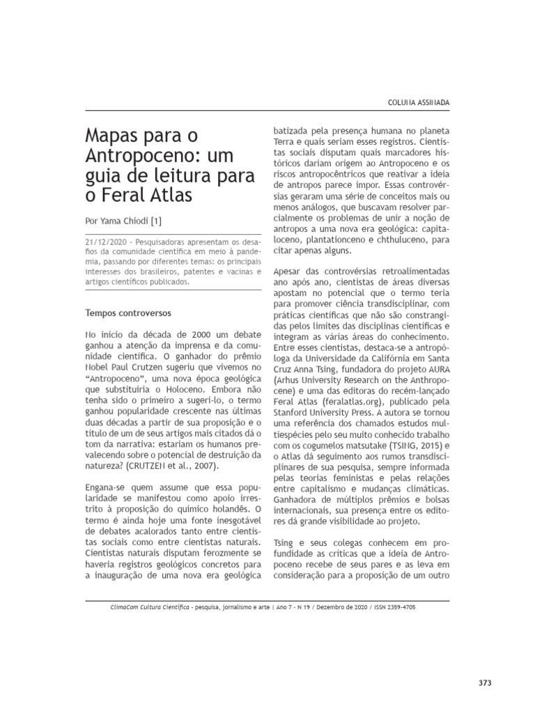 Mapas para o Antropoceno Feral Atlas CA1 | PDF | Science | Antropoceno