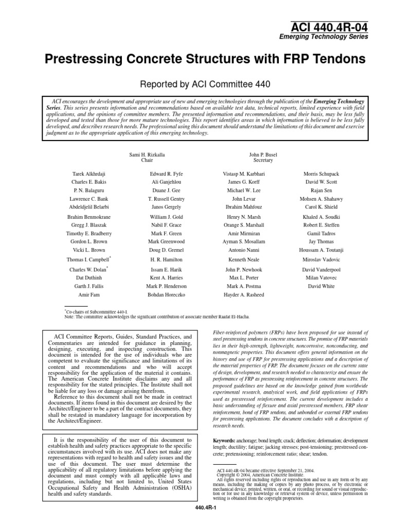 ACI 440.4R-04 Prestressing Concrete Structures With FRP Tendons ...
