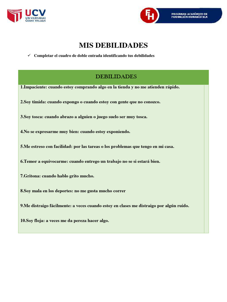 Debilidades | PDF