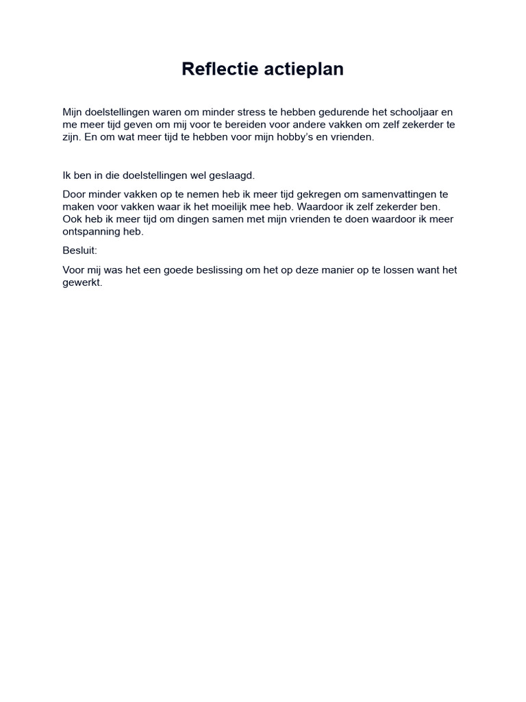 Opdracht 8 - Reflectie Actieplan Melvin Soers | PDF