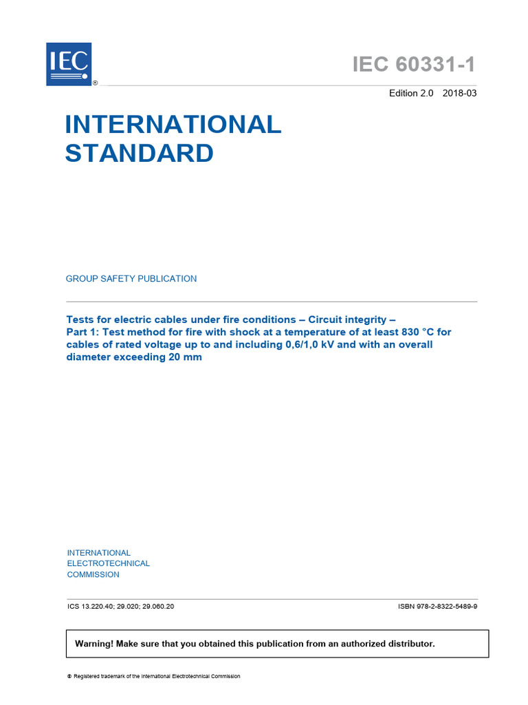 IEC 60331-1-2018 - Preview - Test Method For Fire - PREVIEW | Download ...