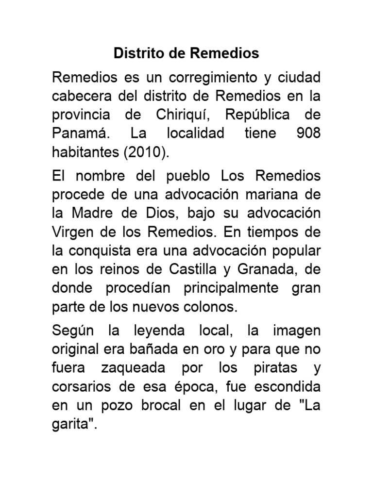 Distrito de Remedios | PDF