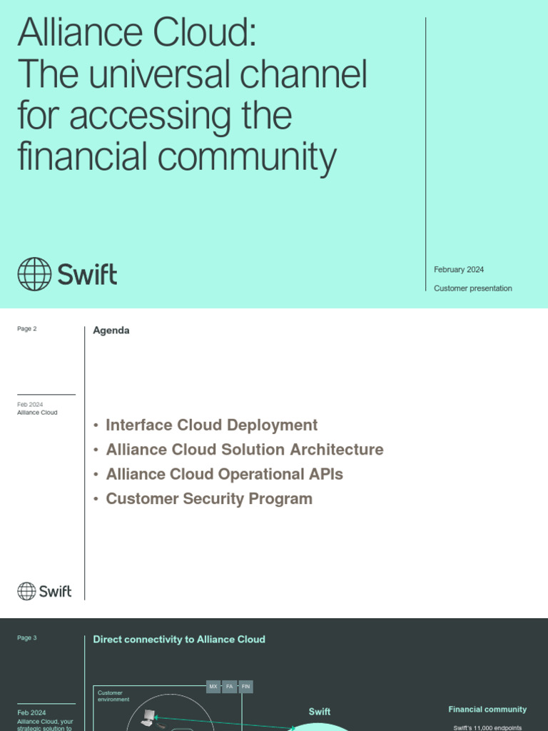 1-Alliance Cloud - Alliance - Connect - To - SWIFT - New - May2024 | Download Free PDF | Cloud ...